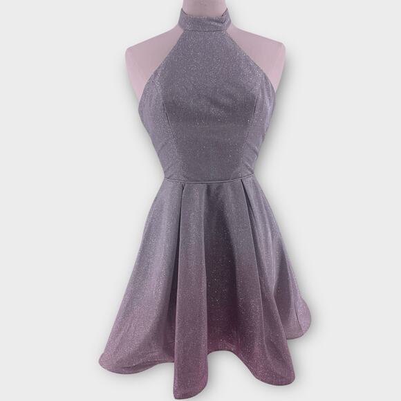 Rachel Allan | Dresses | Rachel Allan Silver Pink Ombre Skater Mini ...